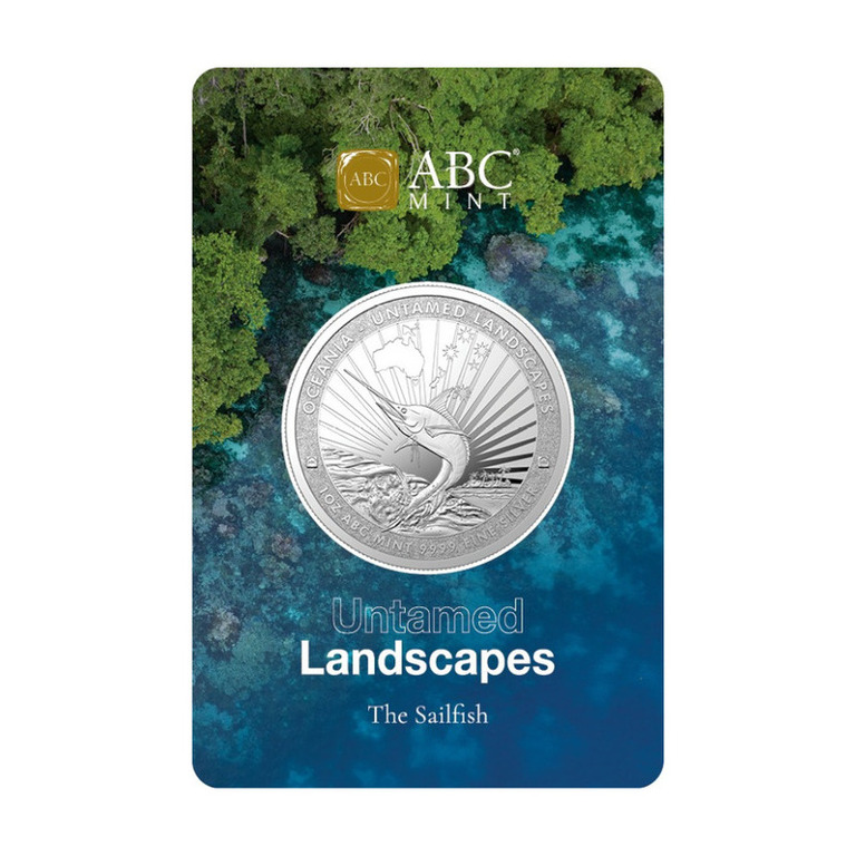 1oz ABC Fine Silver 999.9 Untamed Landscapes "SAILFISH" Coin Certipack ...